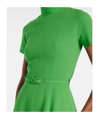 EMILIA WICKSTEAD Camilla Belted Wool Midi Dress - Green