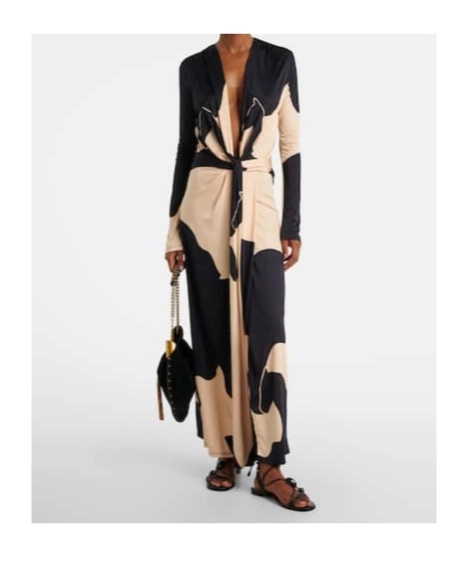 Johanna Ortiz Knotted Printed Maxi Dress