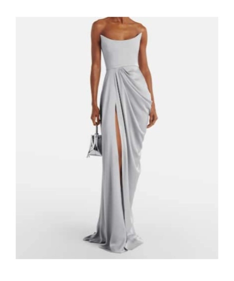 Alex Perry Draped Satin Crepe Bustier Gown