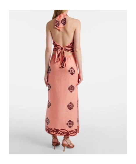 Johanna Ortiz Printed Linen Halterneck Maxi Dress - Pink