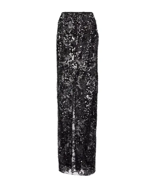 Victoria Beckham Sequined High-rise Tulle Maxi Skirt - Black