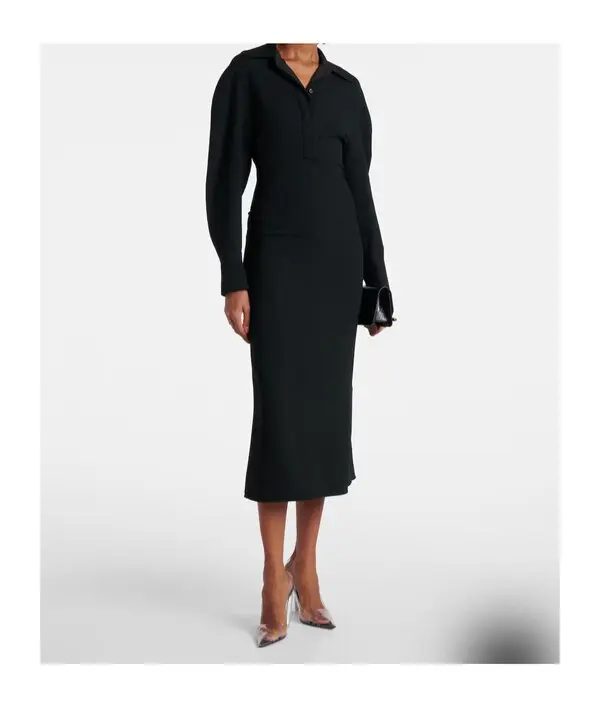 Victoria Beckham Gathered Midi Dress - Black