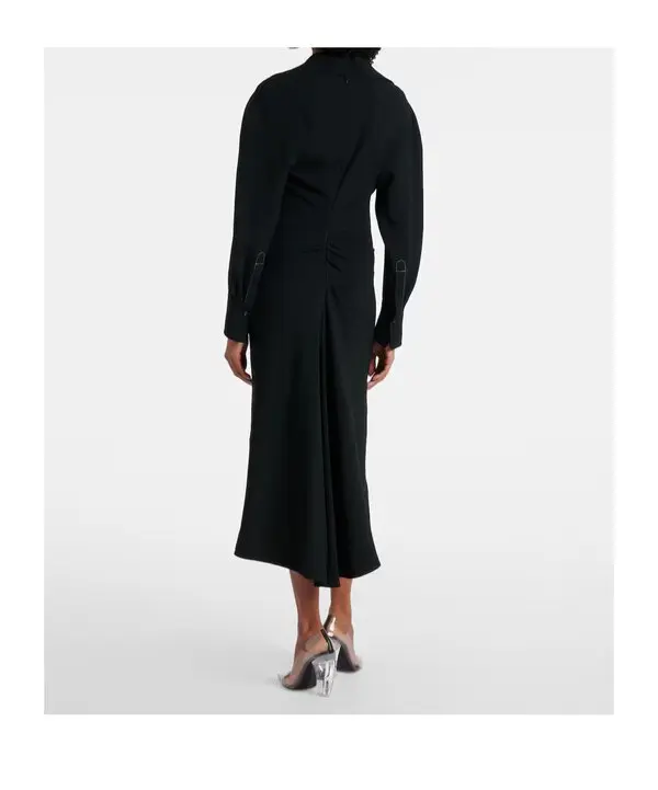 Victoria Beckham Gathered Midi Dress - Black