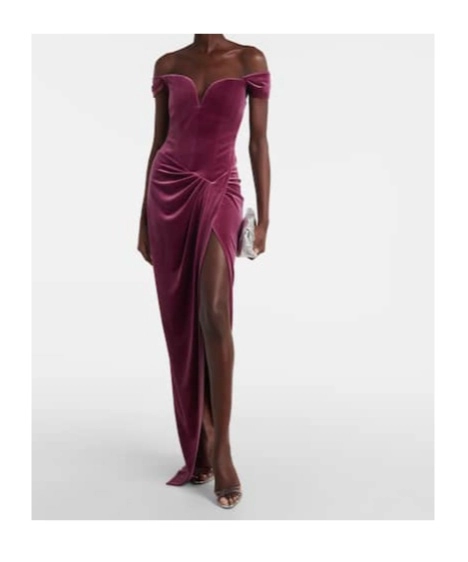 Alex Perry Asymmetric Velvet Bustier Gown