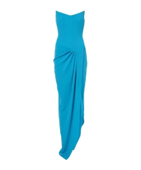 Alex Perry Draped Crepe Corset Gown - Blue