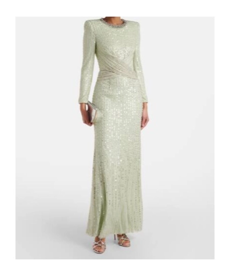 Jenny Packham Macelline Sequin Gown With Embellished Neckline