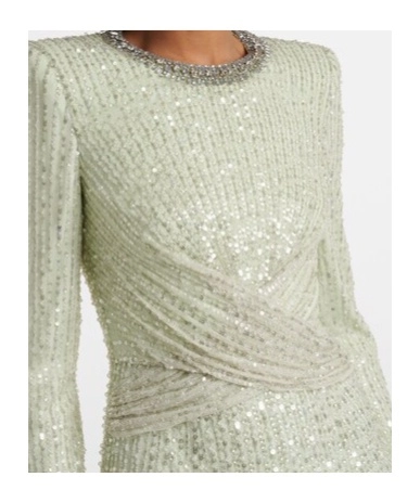 Jenny Packham Macelline Sequin Gown With Embellished Neckline