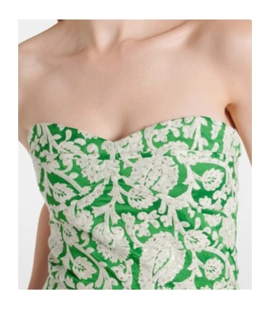 Johanna Ortiz Draped Paisley Sweetheart Neckline Midi Dress