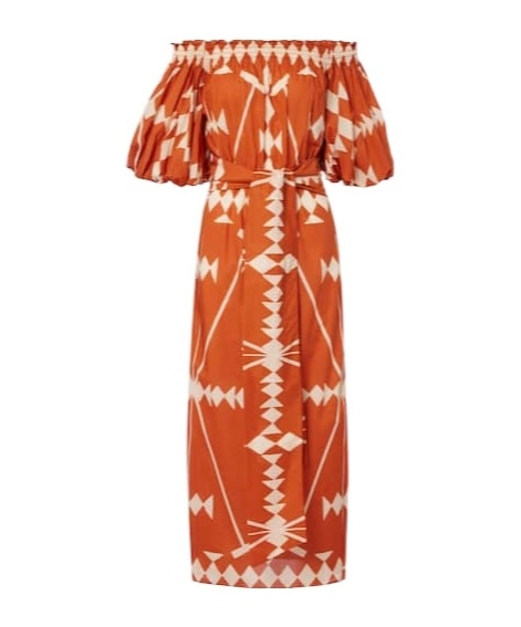 Johanna Ortiz Printed Cotton Poplin Midi Dress - Red