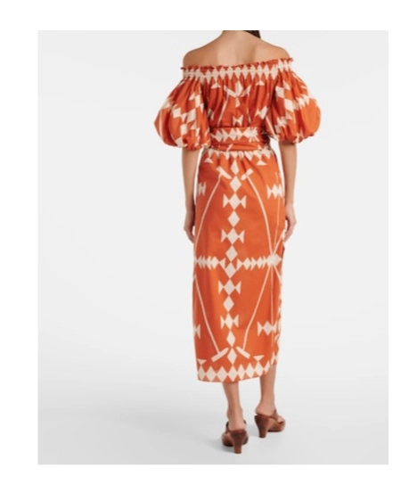 Johanna Ortiz Geometric Print Off-shoulder Midi Dress - Red
