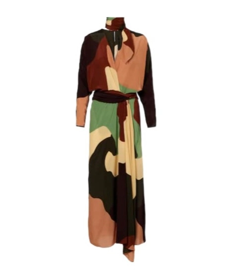 Johanna Ortiz Printed Scarf-detail Silk Maxi Dress - Black