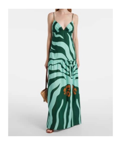 Johanna Ortiz Zea Palm Cotton Poplin Maxi Dress - Green