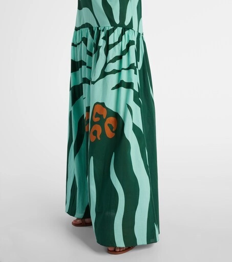 Johanna Ortiz Zea Palm Cotton Poplin Maxi Dress - Green