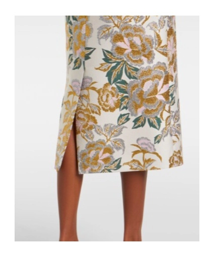 Carolina Herrera Floral Jacquard Midi Skirt