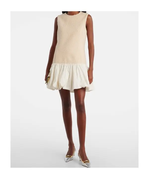 PATOU Sleeveless Tweed Mini Dress With Ruched Details - No