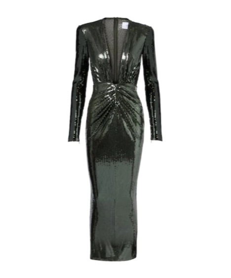 Alex Perry Gathered Sequined Gown