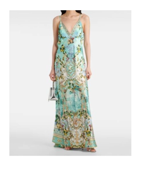 Camilla Printed Silk Slip Maxi Dress
