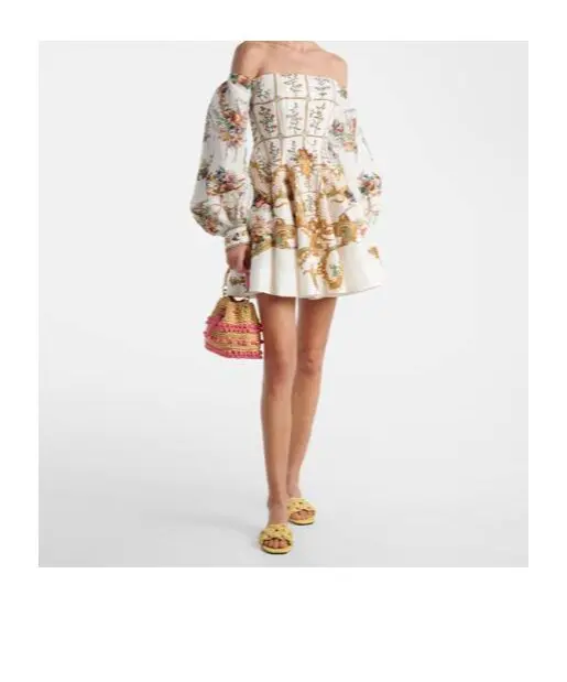 Camilla Floral Linen And Silk Bustier Dress