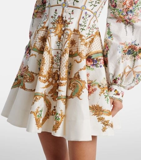 Camilla Floral Linen And Silk Bustier Dress