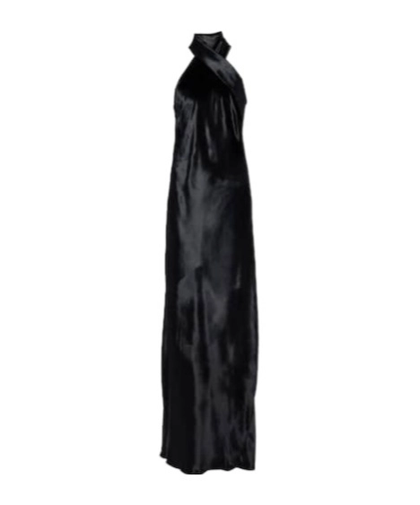 Galvan Pandora Halterneck Satin Gown - Black