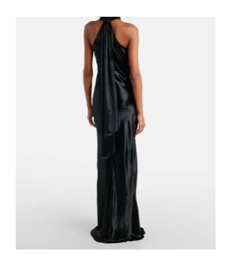 Galvan Satin Halterneck Gown - Black