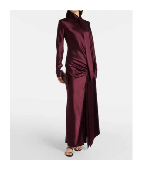 Galvan Emilie Tie-neck Satin Maxi Dress