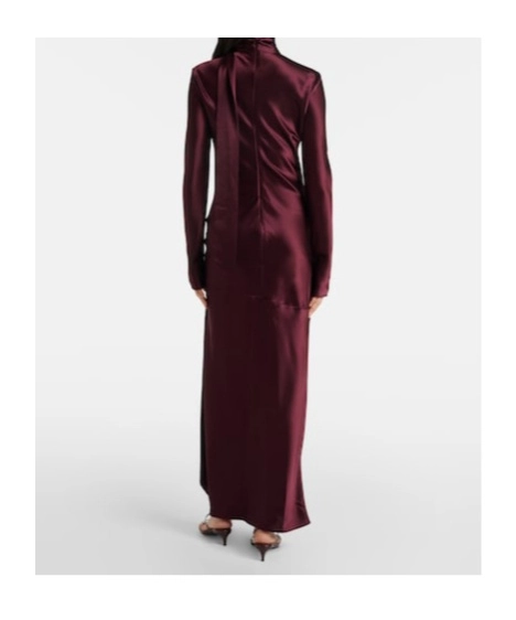 Galvan Emilie Tie-neck Satin Maxi Dress