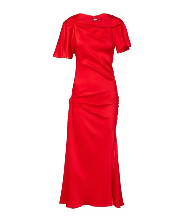 Victoria Beckham Draped Gathered Midi Dress