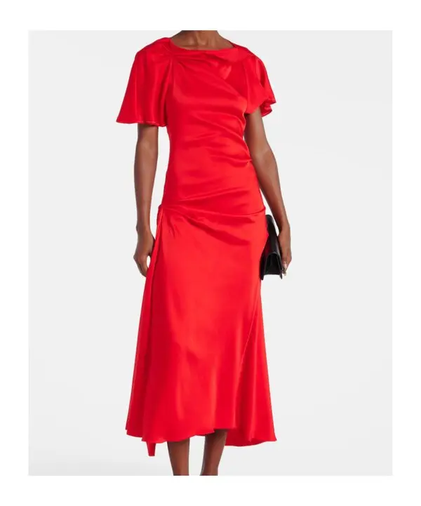 Victoria Beckham Draped Gathered Midi Dress
