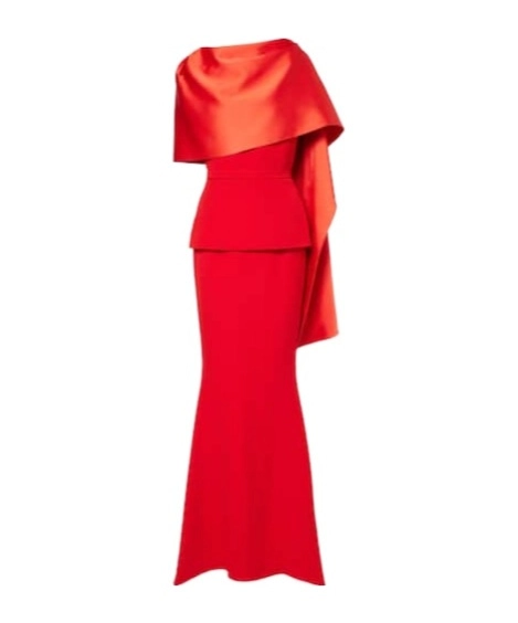 SAFIYAA LONDON Evangelina Caped Crepe Gown