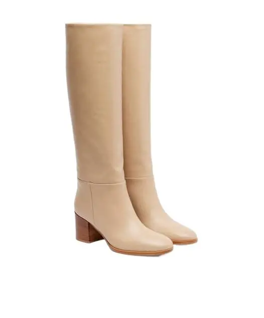 GIANVITO ROSSI Leather Knee-high Boots - Nude