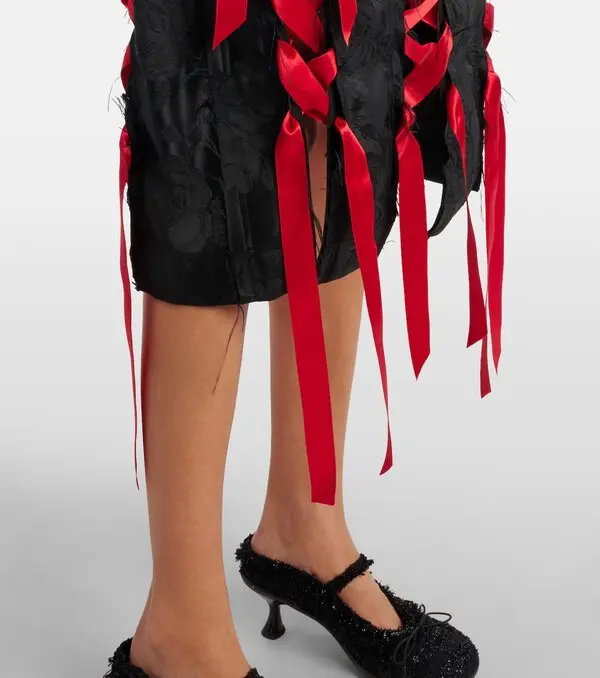 Simone Rocha Satin-trimmed Brocade Midi Dress