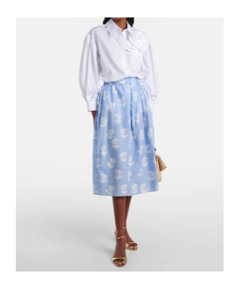 Marni Floral Cotton Poplin Midi Skirt