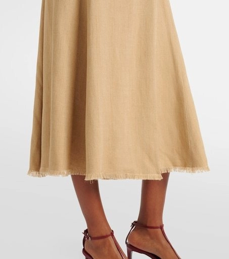Ralph Lauren Silk And Linen Double-breasted Midi Dress - Nude