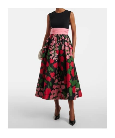Carolina Herrera Sleeveless Floral Print Midi Dress