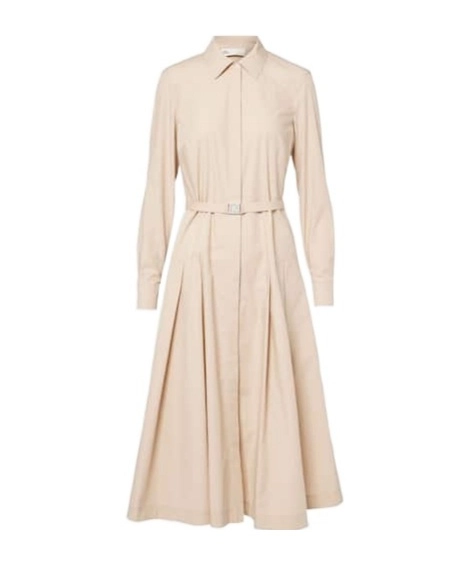 Tory Burch Pleated Cotton-blend Shirt Dress - Nude