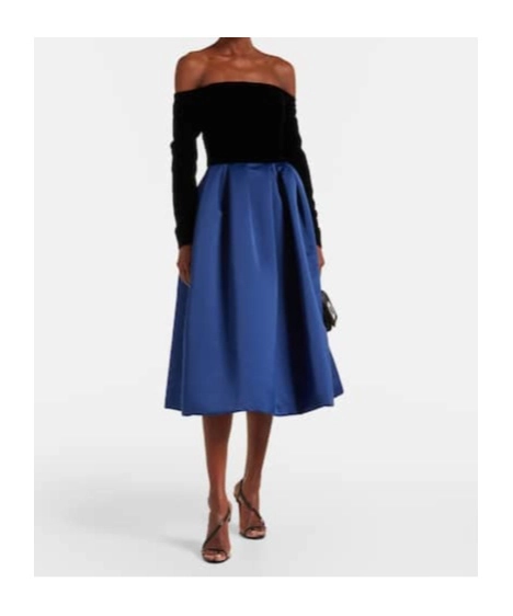 Carolina Herrera Off-shoulder Crêpe And Satin Midi Dress