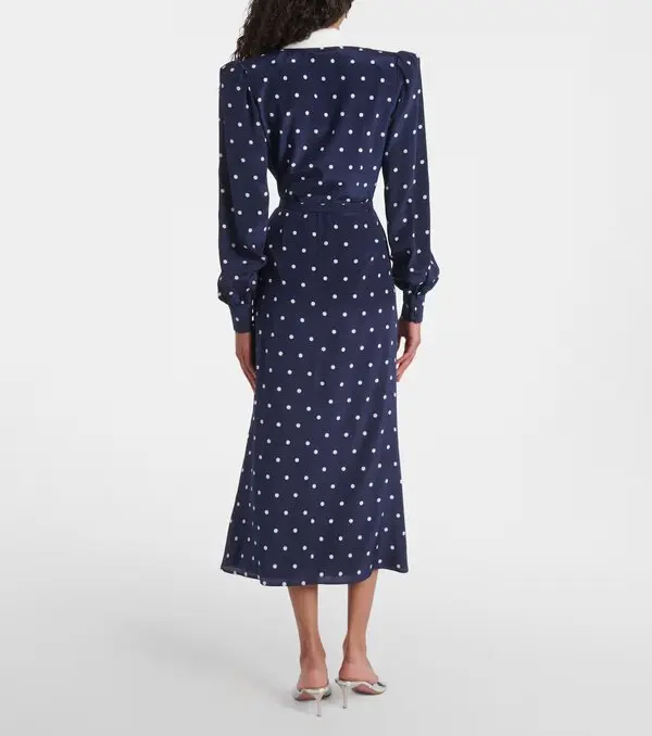 Alessandra Rich Polka Dot Silk Shirt Dress