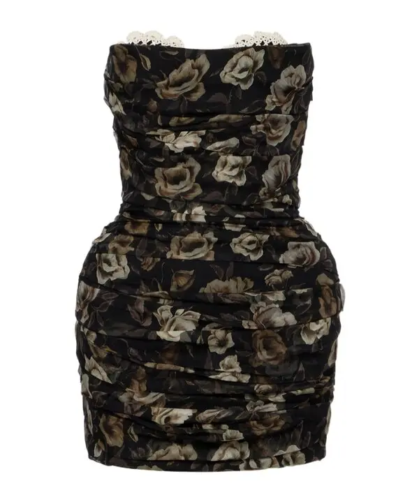 Magda Butrym Floral Ruched Silk Minidress