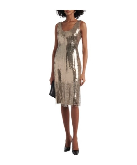 Ralph Lauren Embellished Silk Midi Dress