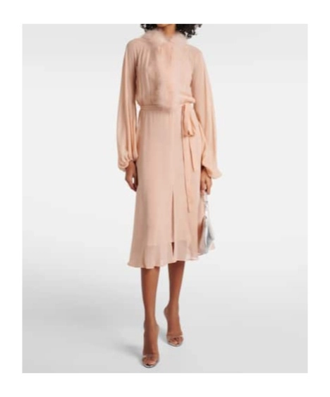 Blumarine Georg Feather-trimmed Midi Dress