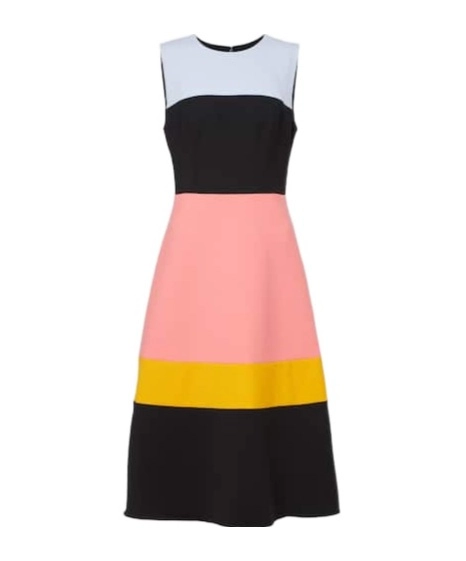 Carolina Herrera Colorblocked Wool-blend Midi Dress - Black
