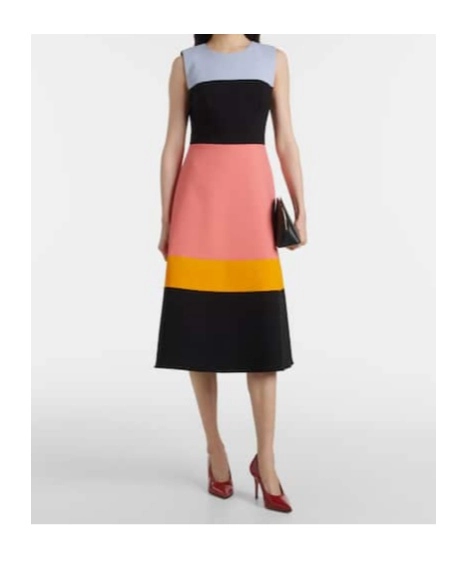 Carolina Herrera Colorblocked Wool-blend Midi Dress