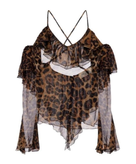 Blumarine Leopard-print Draped Silk Top