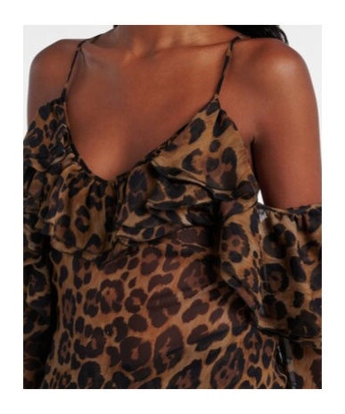 Blumarine Leopard-print Draped Silk Top