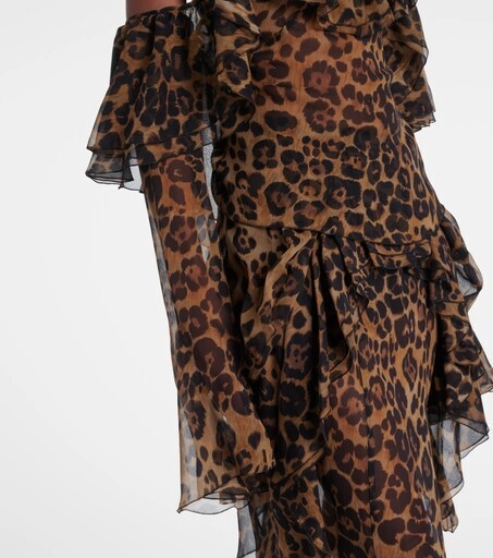 Blumarine Leopard-print Draped Silk Top