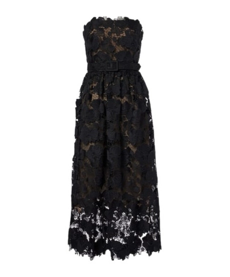Oscar De La Renta Floral Lace Bustier Gown - Black