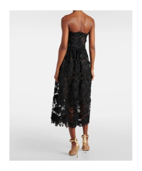 Oscar De La Renta Floral Lace Bustier Gown
