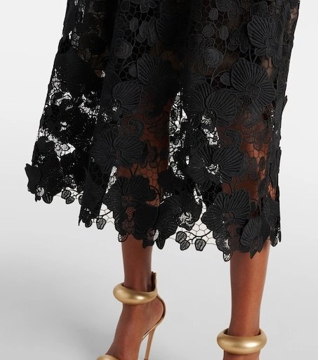 Oscar De La Renta Floral Lace Bustier Gown