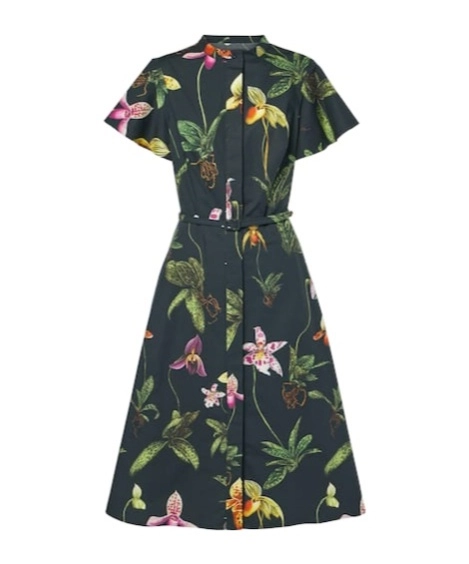 Oscar De La Renta Floral Cotton-blend Midi Dress - Black